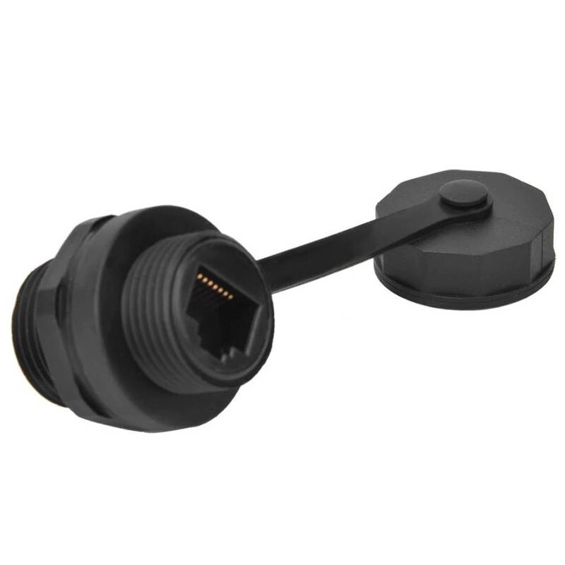 Conector RJ45 IP67 Panel Pasante con prensa estopa para cable y tapa