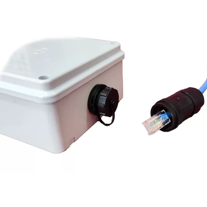 Conector RJ45 IP67 Panel Pasante tuerca trasera con volante