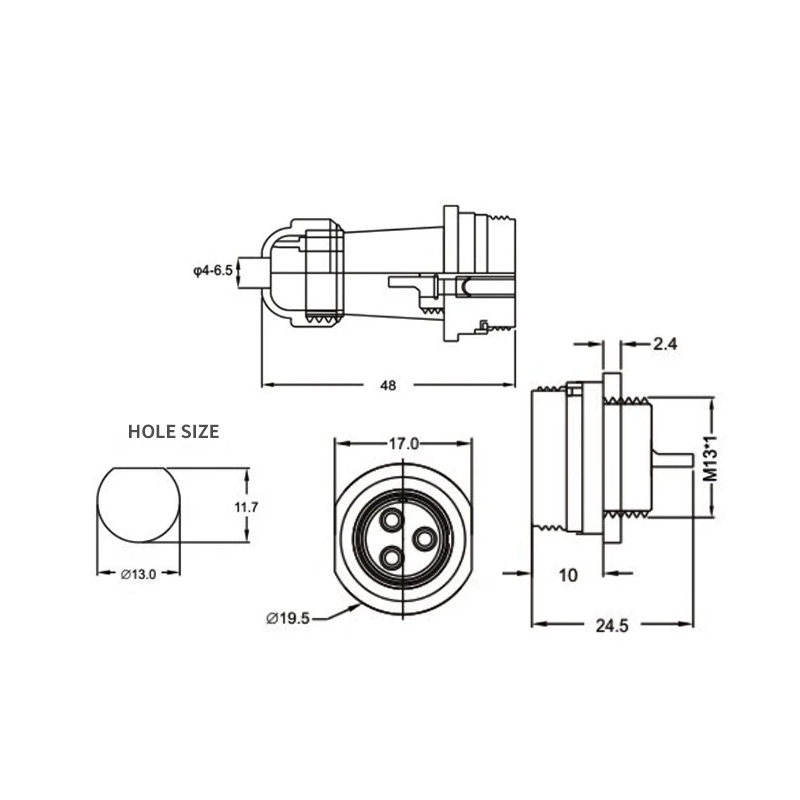 Conector IP68 SP13 2 Pin