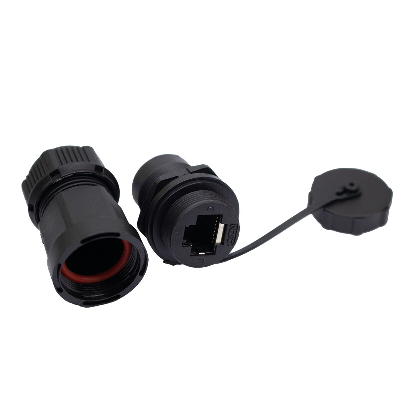 Conector RJ45 IP67 Panel Pasante tuerca trasera con volante