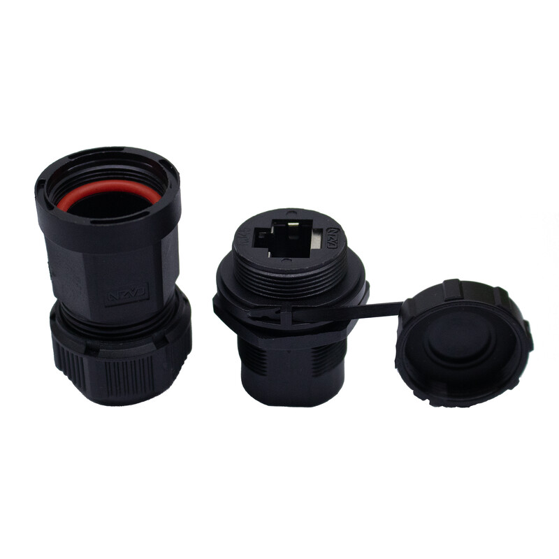 Conector RJ45 IP67 Panel Pasante tuerca trasera con volante